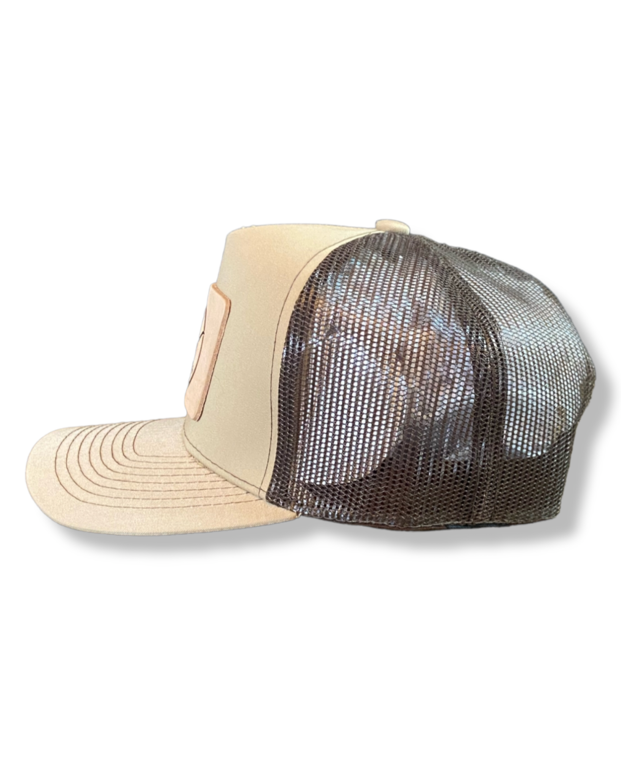 Oxbow Leather Longhorn Trucker Cap - Khaki - Oxbow Leather