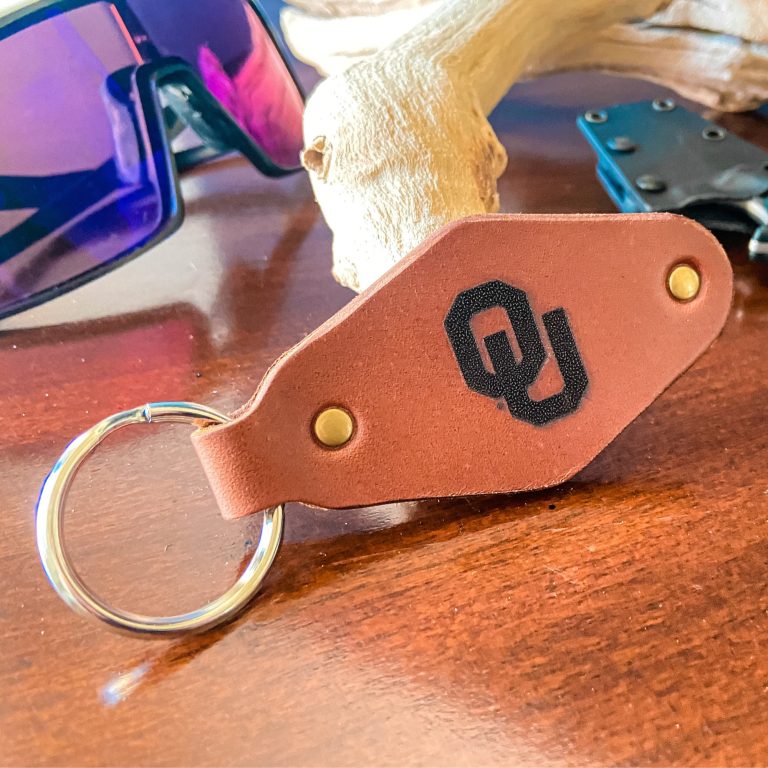 University of Oklahoma Leather Keychain - Oxbow Leather