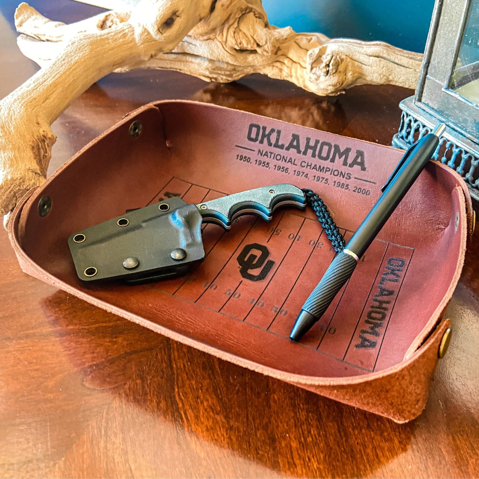 University of Oklahoma Valet Catch All Stadium Tray - Oxbow Leather