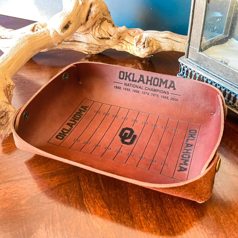 University of Oklahoma Valet Catch All Stadium Tray - Oxbow Leather