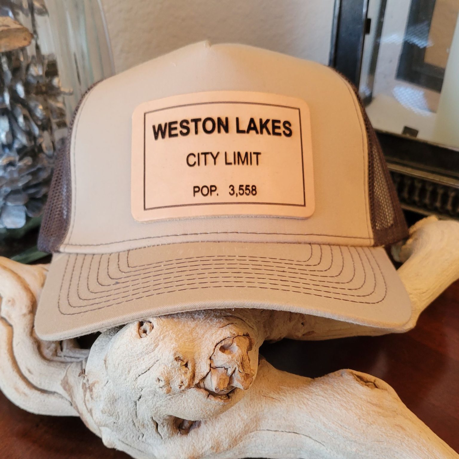 Weston Lakes City Limit Khaki & Brown Trucker Hat - Oxbow Leather