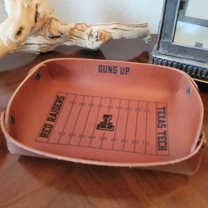 Texas Tech University Valet Catch All Stadium Tray - Oxbow Leather